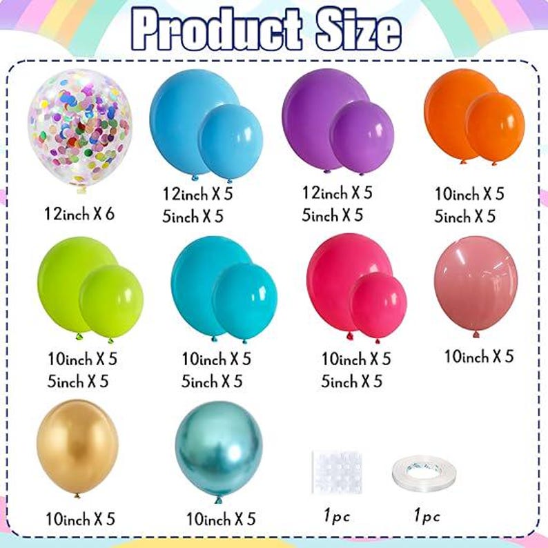 Multicolor Neon Balloon Arch Kit, Rainbow Balloons for Carnival ...