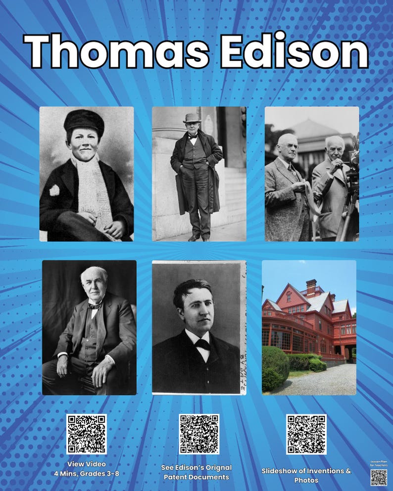 Interactive Thomas Edison 3-poster Bundle (print up to 16" X 20") - Etsy