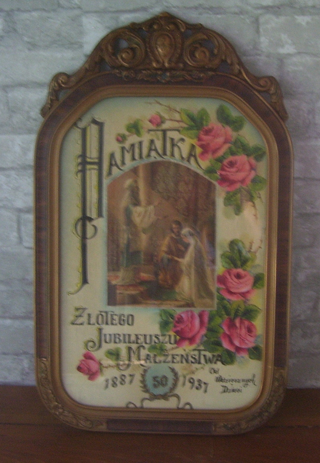 Polish 50th Wedding Anniversary Framed Momento Keepsake Kneeling Couple ...