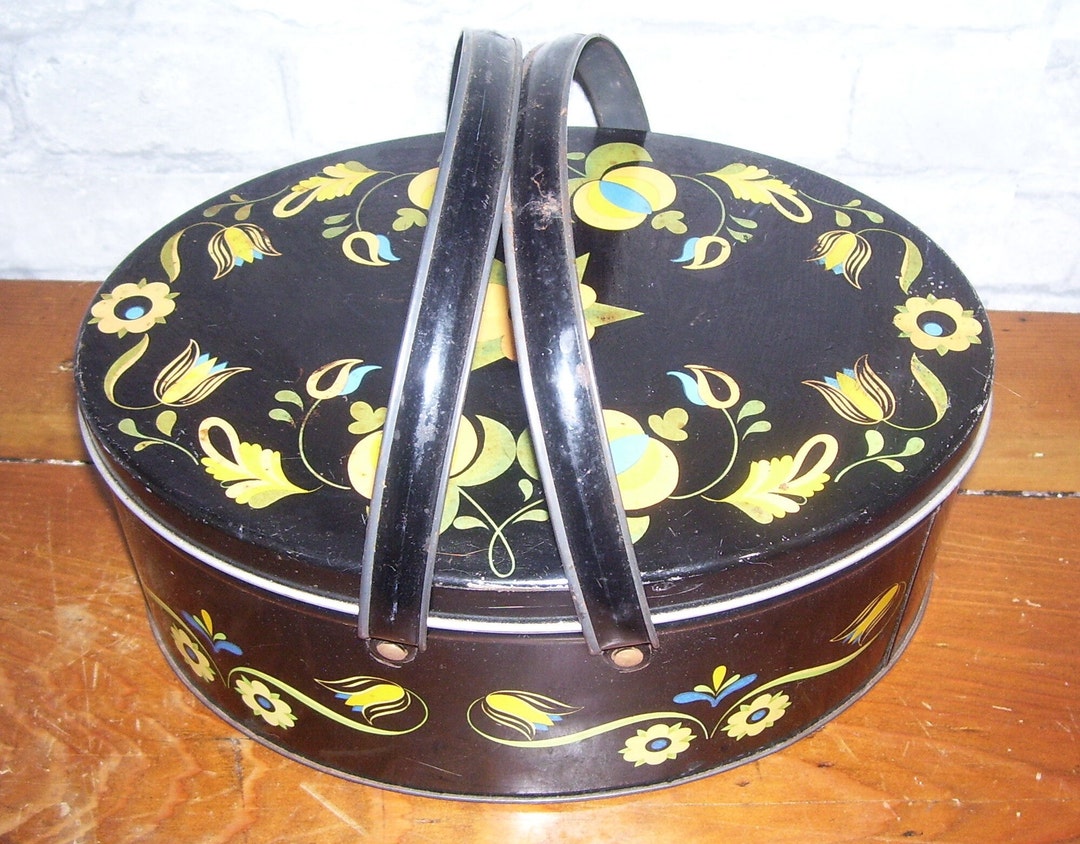 Vintage Hand Painted Metal Lunch Bucket – Folk Art Toleware - Etsy