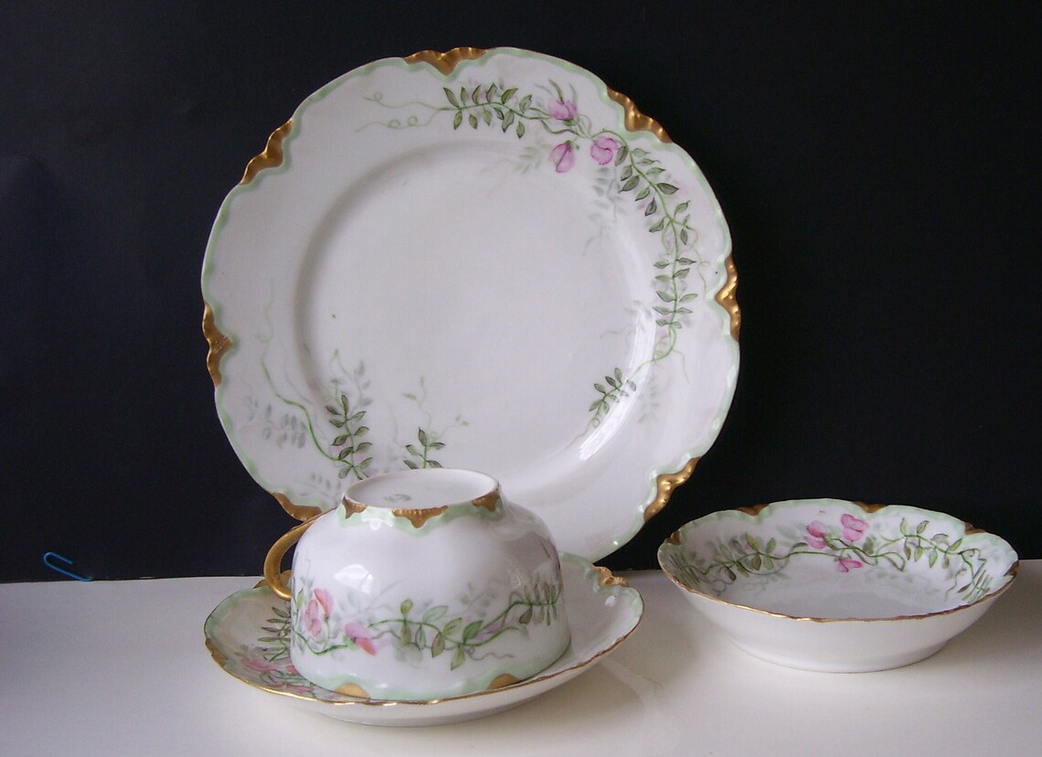 Beatiful 4 Pc Haviland & C0 Limoges Porcelain Set - France- Lunch Plate ...