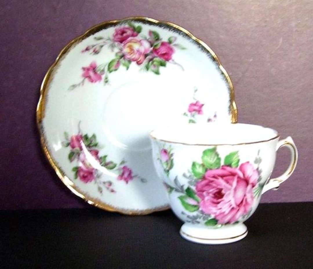 Royal Vale Pink Roses English Teacup and Saucer Trimmed With Gold - Etsy