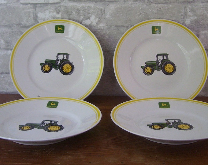 4 John Deere Tractor Plates - Nothing Runs Like A Deere- 9 Inch Dinner ...