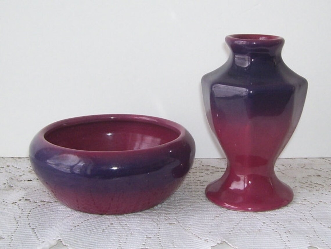 Vintage Matching Bowl and Vase Home Decor Table Decor - Etsy