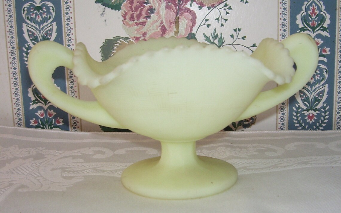 Fenton Lime Green Uranium Vaseline Glass Candy Dish Fenton | Etsy