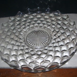 Large Fostoria Cubic Glass American Pattern 13.5" Cake Plate / Party ...