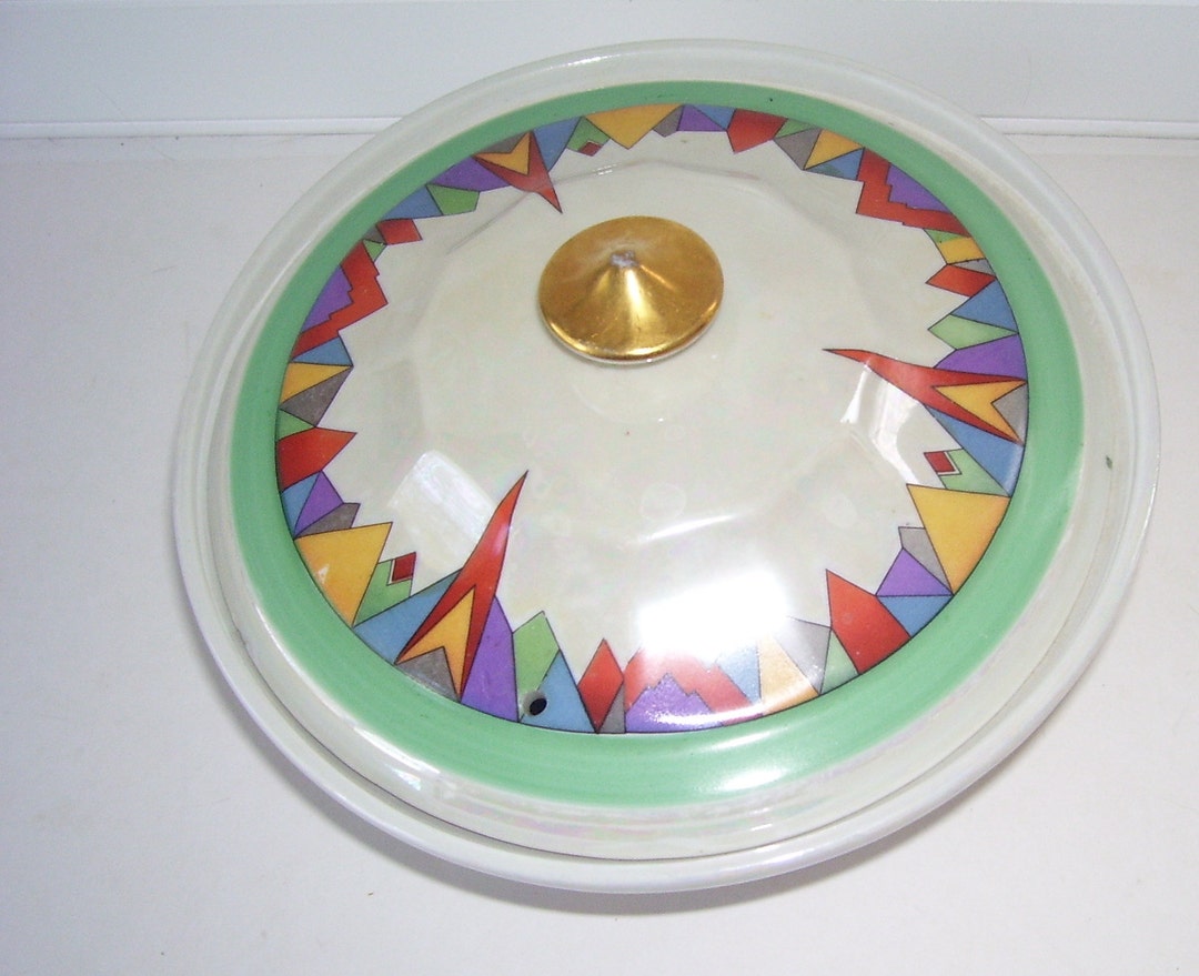Hall Art Deco Covered Luster Dish - Luster Ware Dish - Gold Trim - Etsy