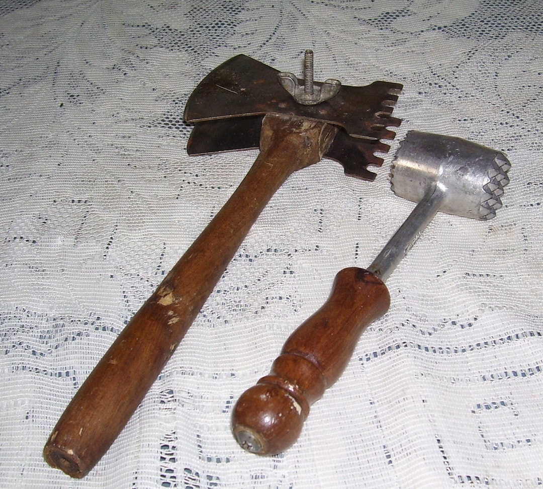 Primitive Wood Kitchen Double Edge Cleaver and Round Meat Cleaver - Etsy