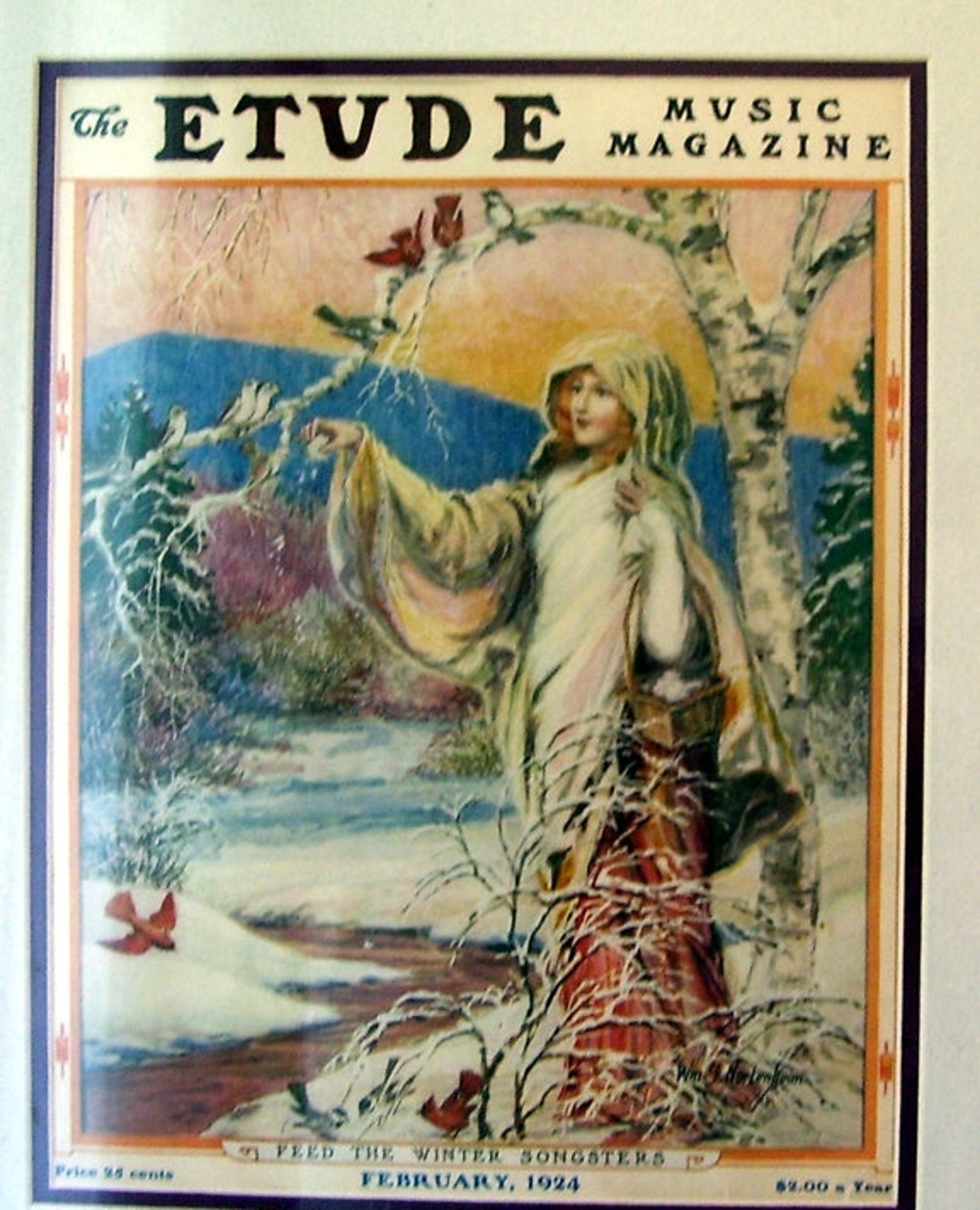 Framed 1924 Etude Magazine Cover, Winter Scene, Wood Frame - Etsy