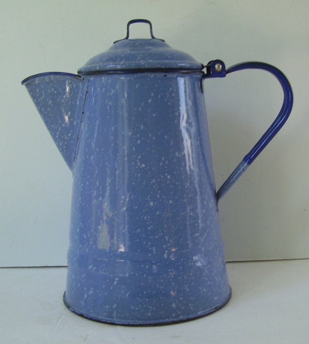 Antique Light Blue Speckled Enamel Graniteware Coffee Pot, 5 Cup Coffee ...