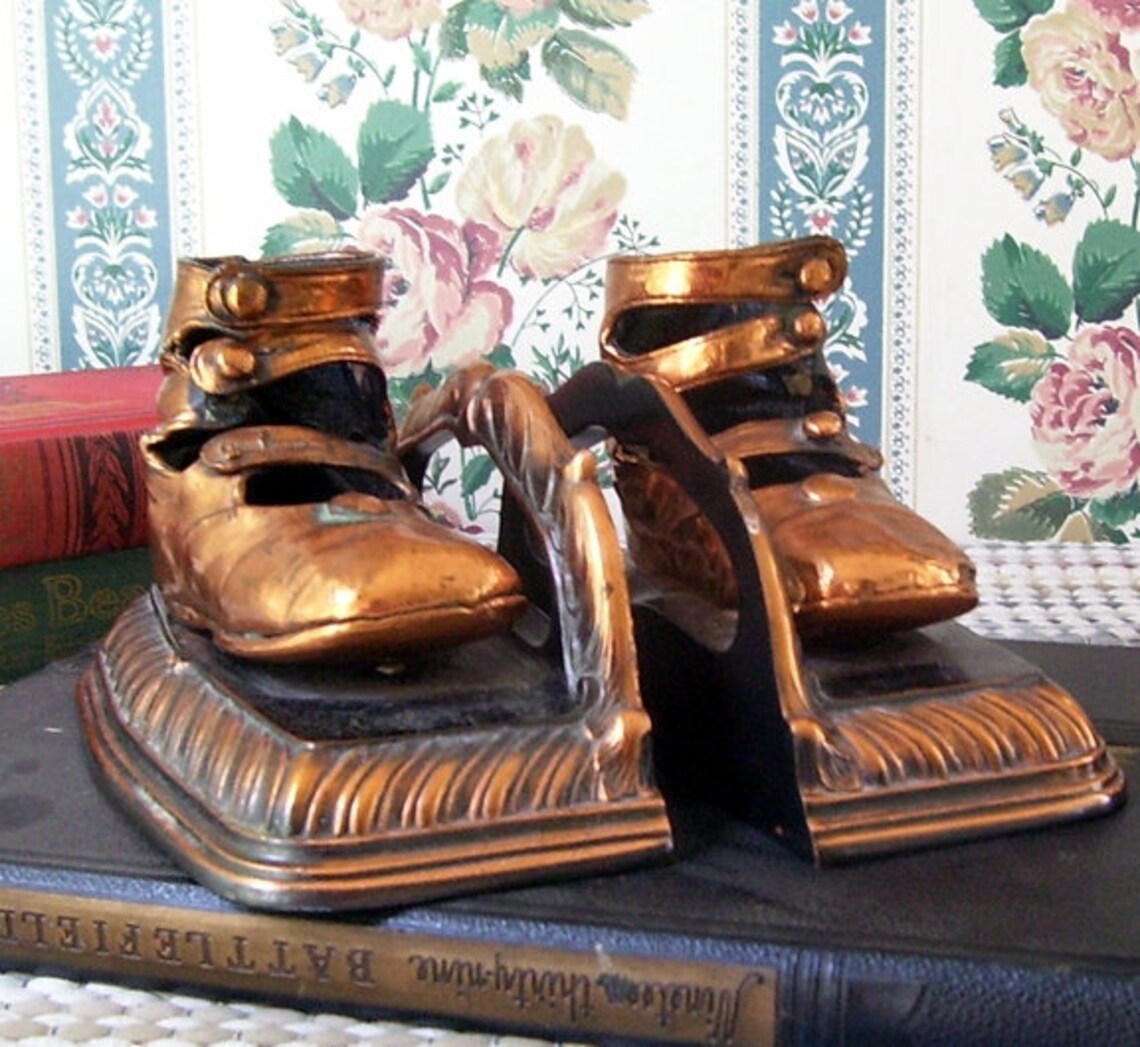 Bron Shoe Co. Copper Baby Shoe Bookends Bronzing Pair of - Etsy