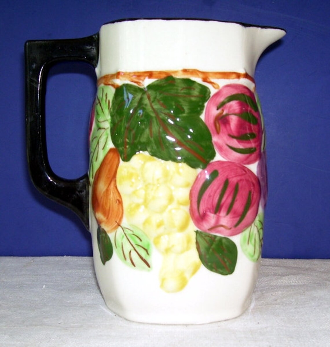 Vintage Blue Ridge Pottery Pitcher, Embossed Fruit Motif, 7.5" - Etsy
