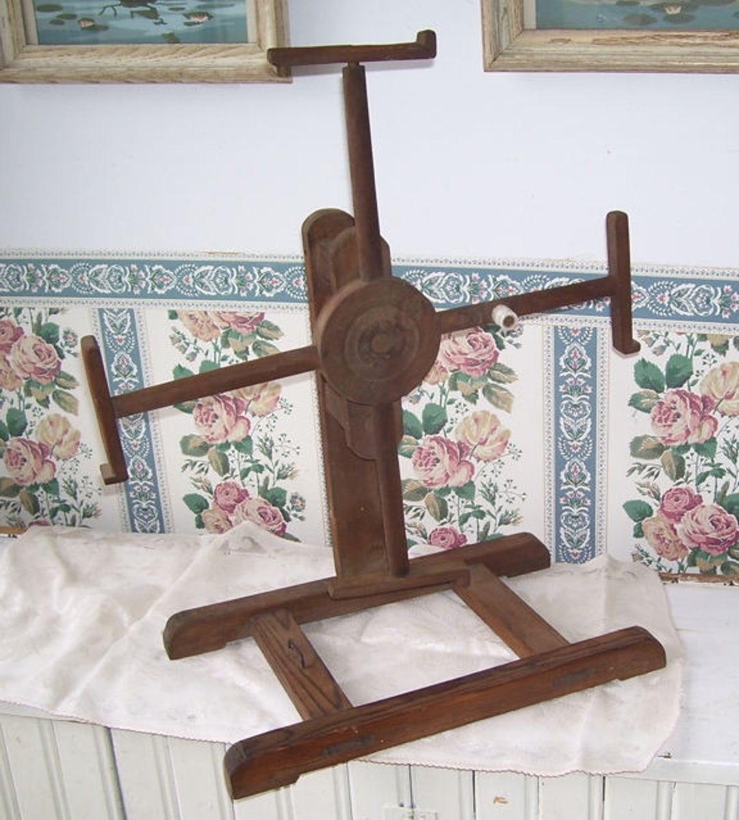 Antique Wool Winder -table Top Wool Winder , Primitive Wood Yarn Winder ...