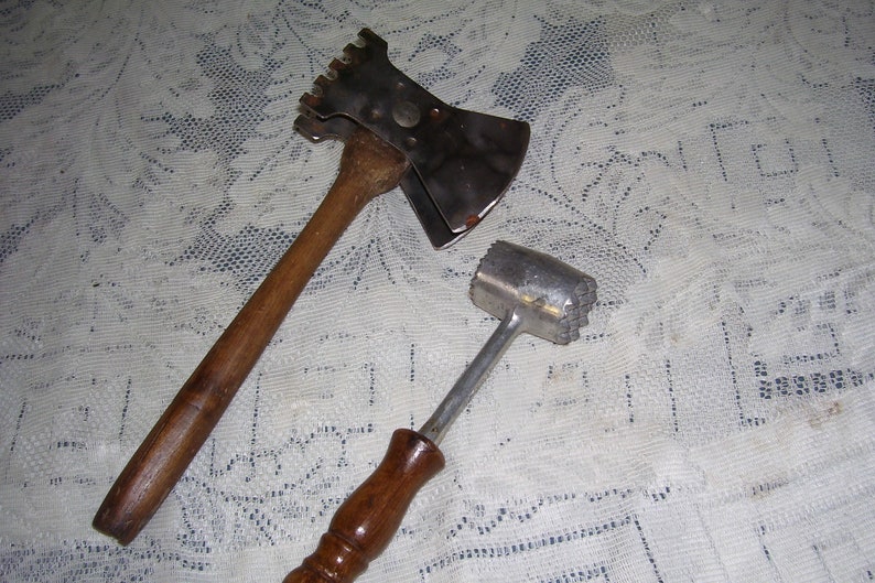 Primitive Wood Kitchen Double Edge Cleaver and Round Meat - Etsy