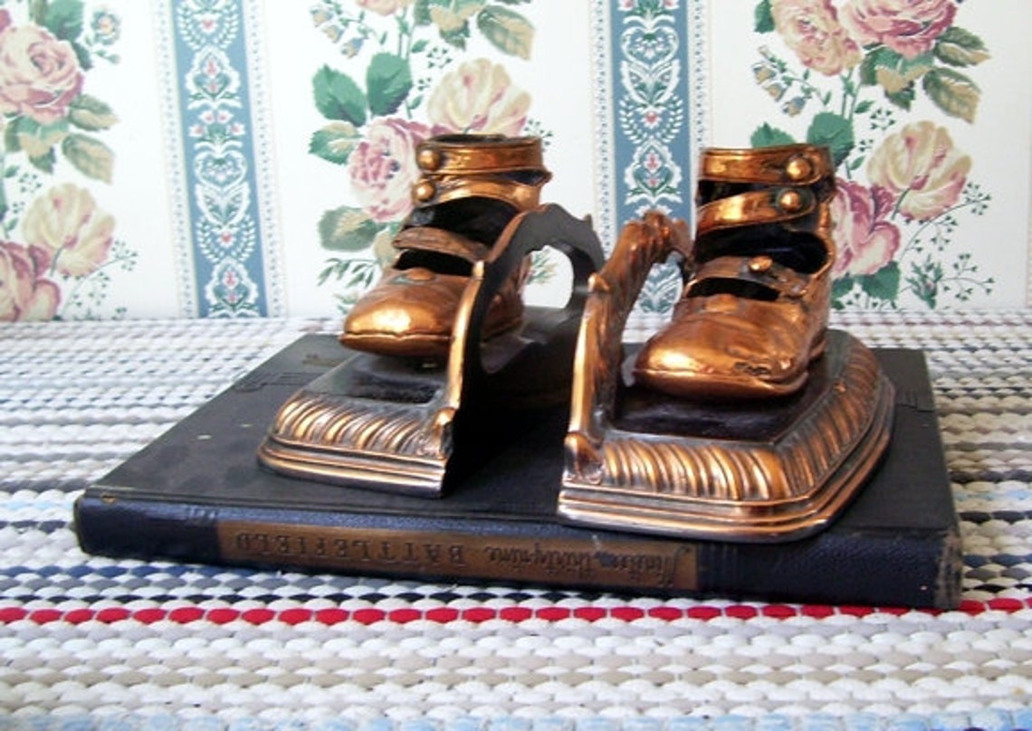 Bron Shoe Co. Copper Baby Shoe Bookends Bronzing Pair of - Etsy