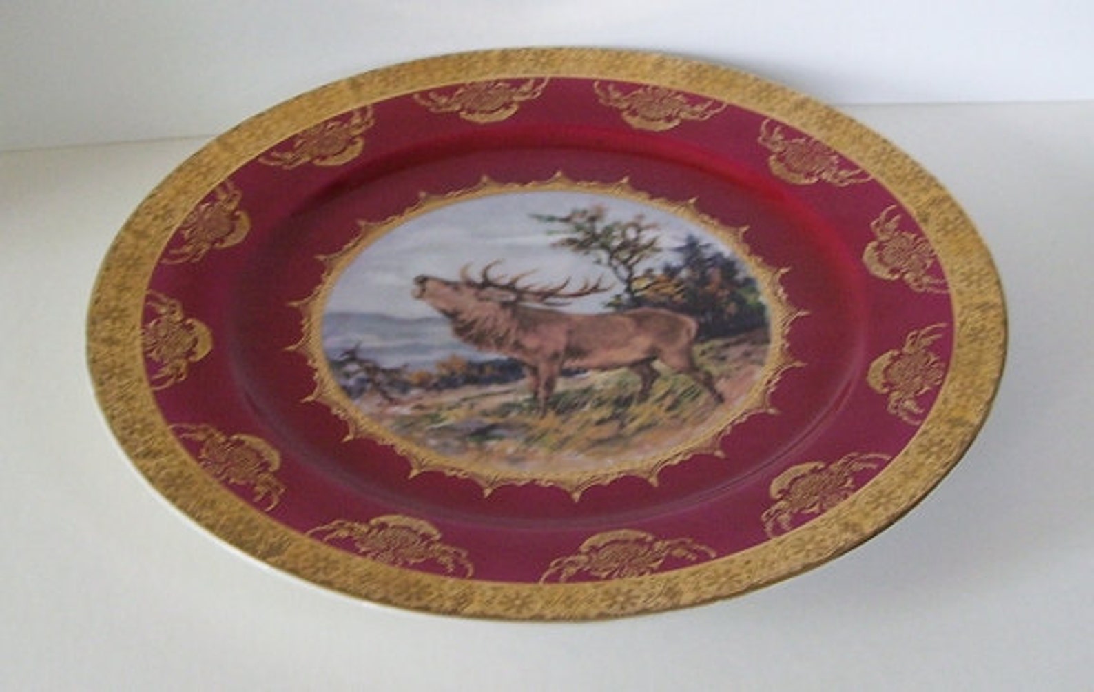 Elk Collector Plate S.T. W Bavaria Germany, Wild Animal Plate, Gold ...