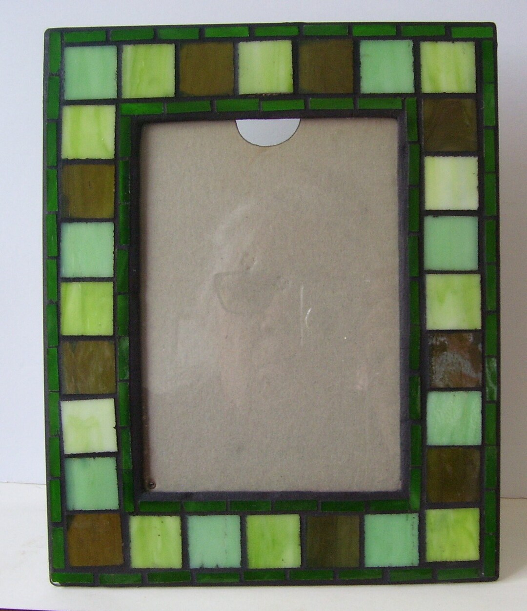 Vintage Green Leaded Glass Picture Frame / Table Top Frame / Art Studio ...