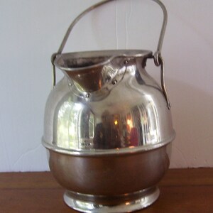 Vintage White Metal Beer Pitcher, - Swing Handle - Pouring Spout - Grip ...