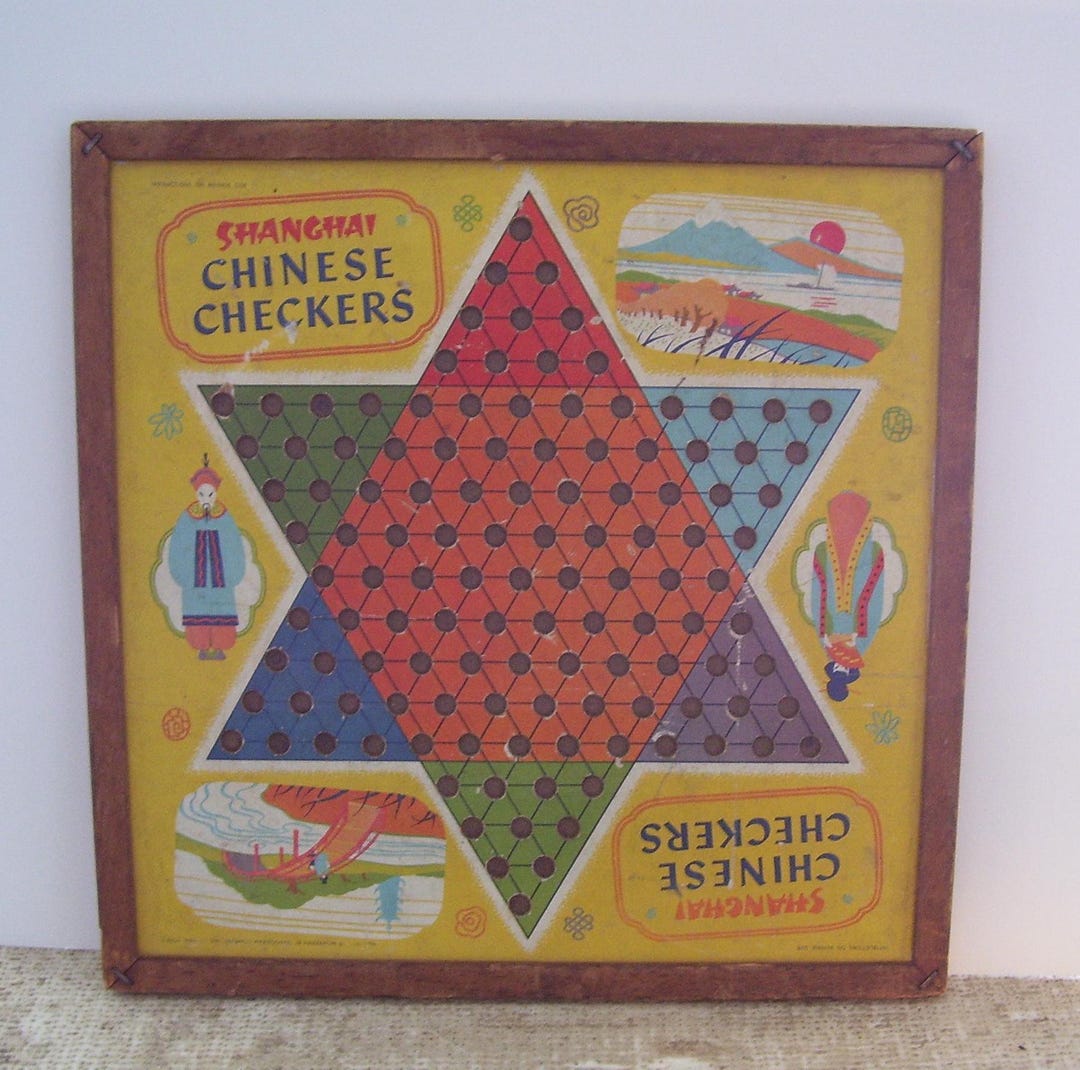 Vintage Shanghai Chinese Checker Board 1938 Transogram Co. Cardboard ...