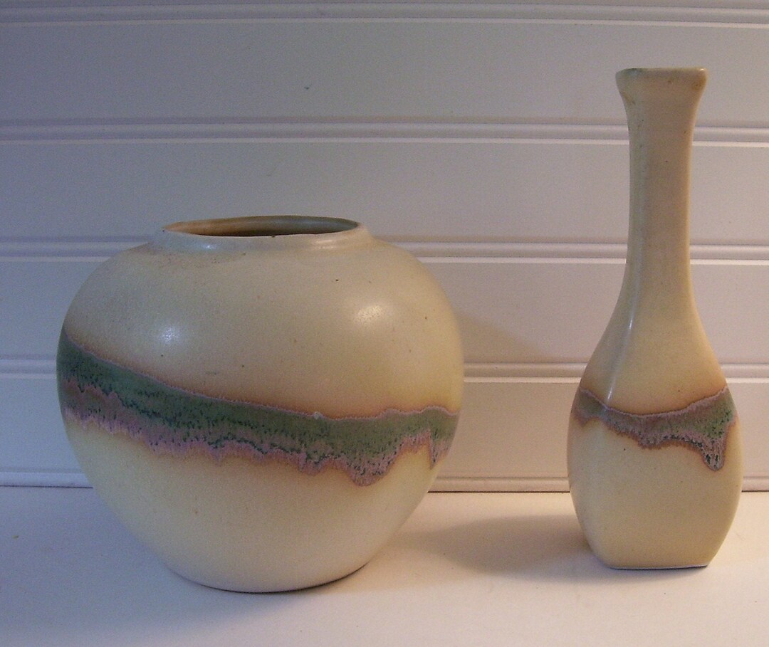Vase Pair Studio Art Clay Western Vases - Round Pottery Vase - Tower ...