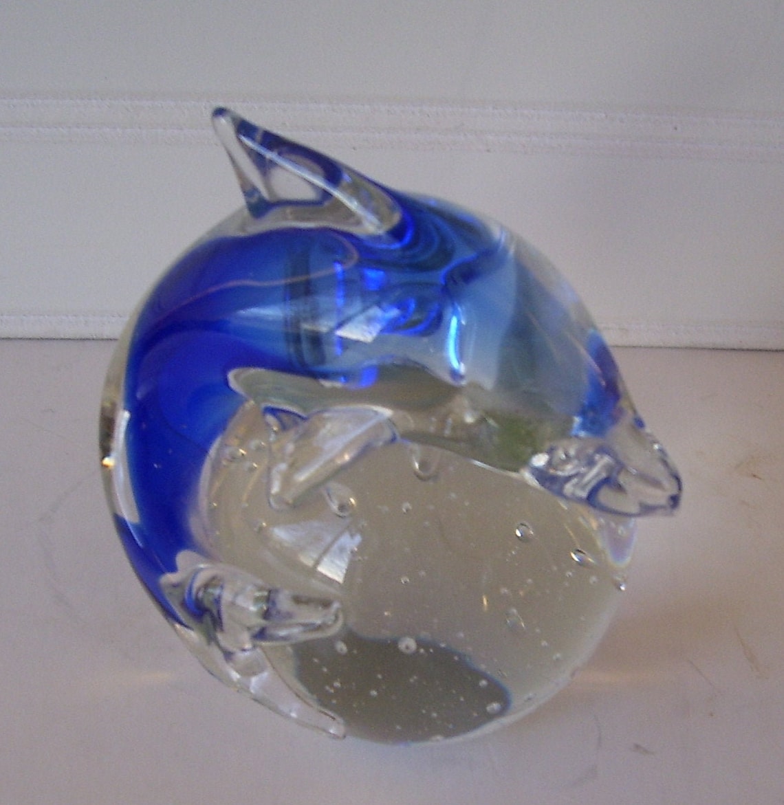 Blue Dolphin Bubble Glass Paperweight Hand Blown Ball Paper - Etsy 日本