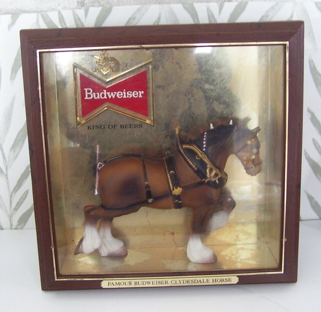Famous Budweiser Clydesdale Horse Shadowbox Wall Hanging, Home Bar ...
