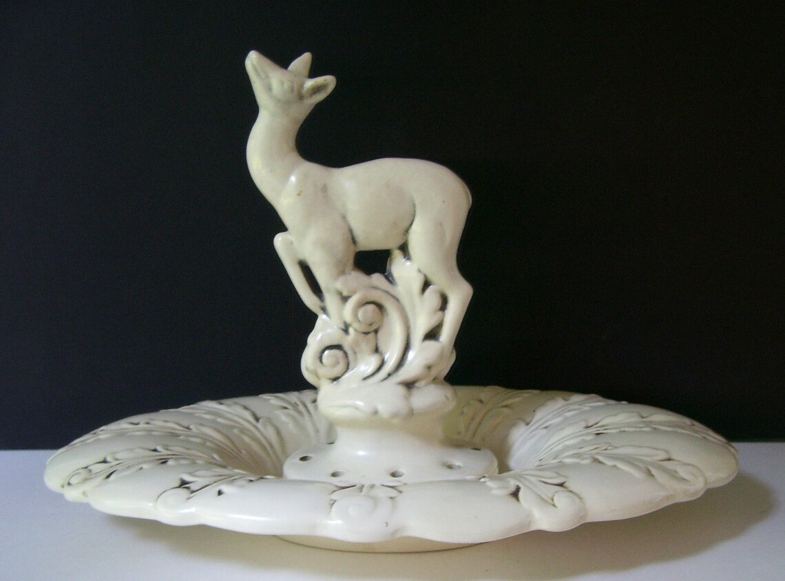 Red Wing Flower Frog Centerpiece Bowl With Deer Insert Frog - Etsy