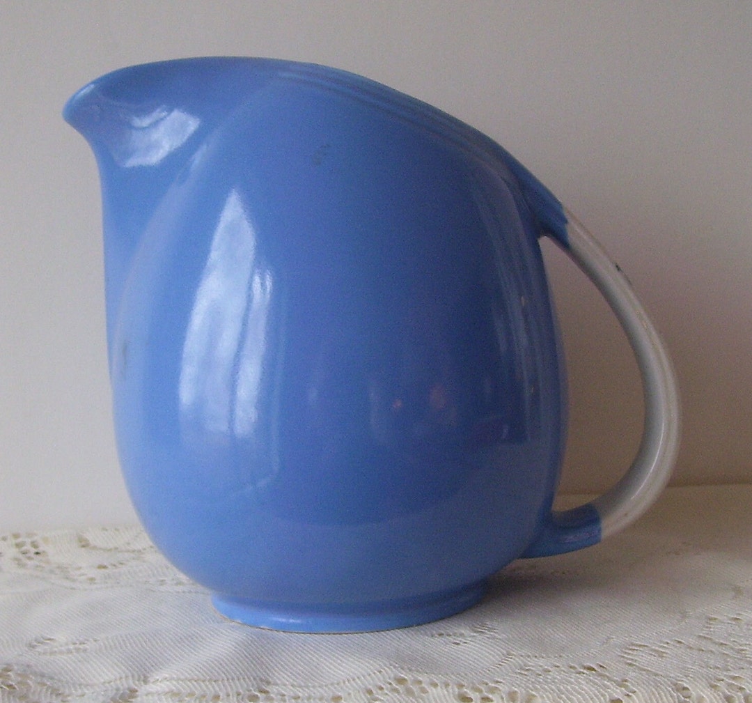 Hall's Superior Rose Parade Blue Pitcher - Pouring Spout - Floral ...
