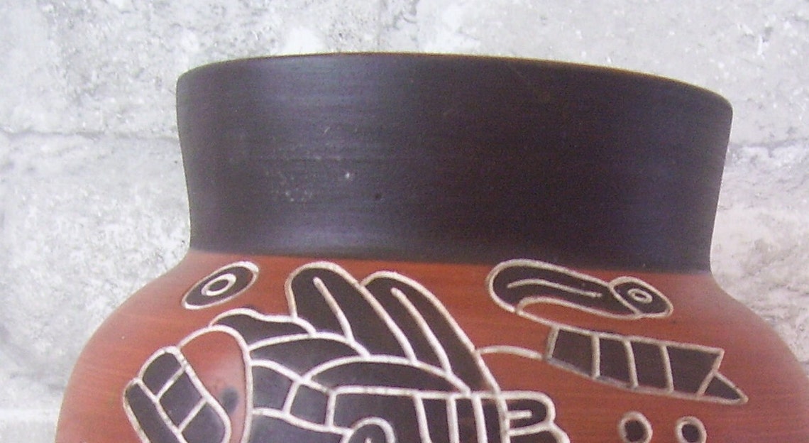 Mexican Clay Aztec Pot, Sienna Brown Terra Cotta Vase - Etsy