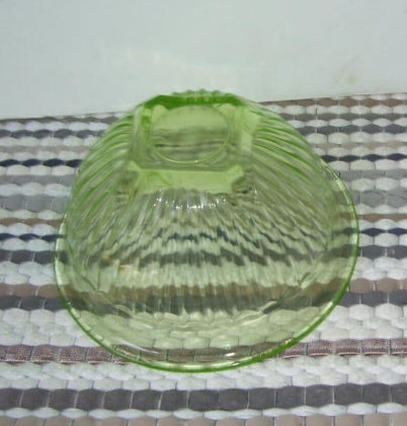 Small Green Ribbed Glass Bowl Vintage Green Mixing Bowlretro | Etsy