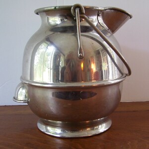 Vintage White Metal Beer Pitcher, - Swing Handle - Pouring Spout - Grip ...