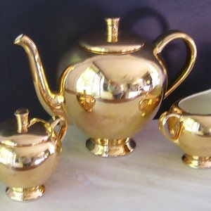 Salem 23 K. Gold Coffee Server Creamer and Sugar, Ovenproof/ Elegant ...