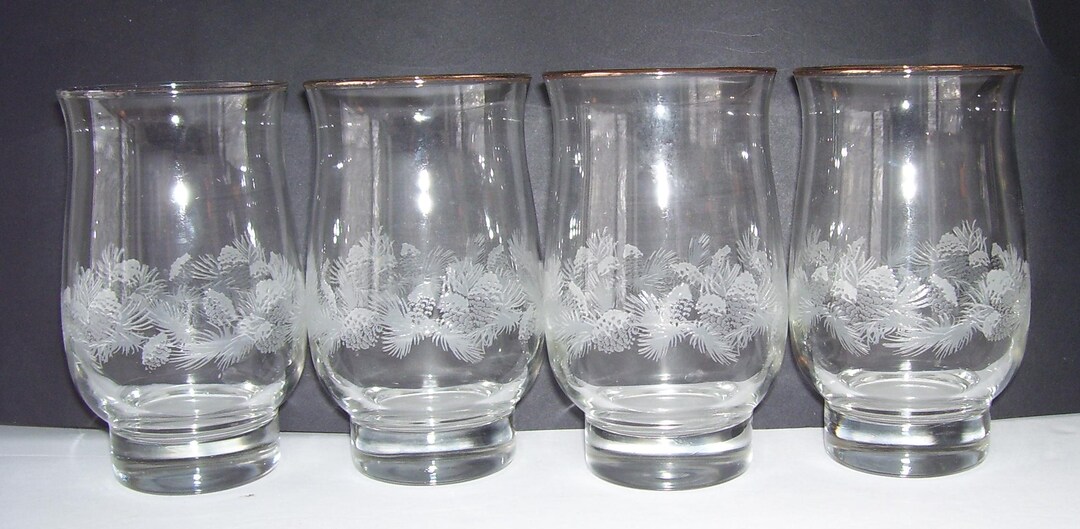 Vintage 4 Holiday Pine Cone Tumblers/ Glasses/ Drinking Glass ...
