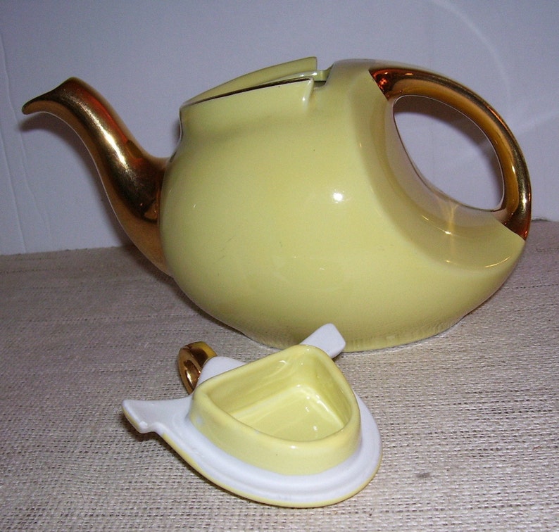 Hall Streamline Yellow Teapot With Gold Trim 6 Cup 0339 S - Etsy