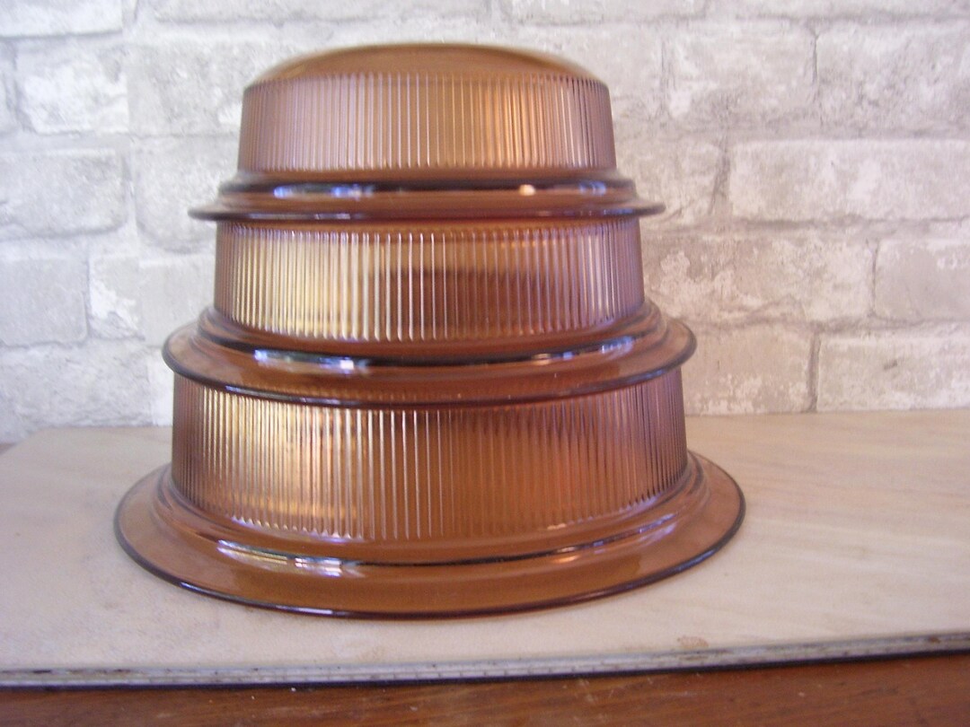 Vintage Corning Ware Visions Amber 3 Round Stacking Bowls/ Oven ...