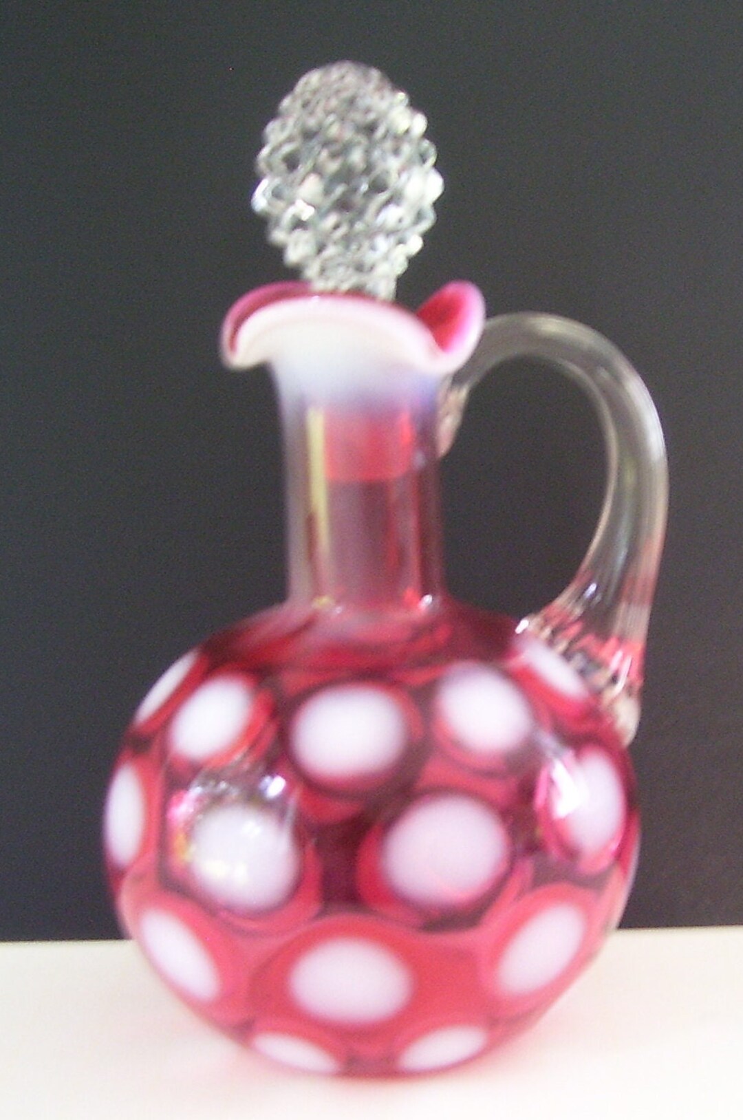 Beautiful Fenton Cranberry Coin Cruet - Fancy Stopper/ Glass Fenton ...