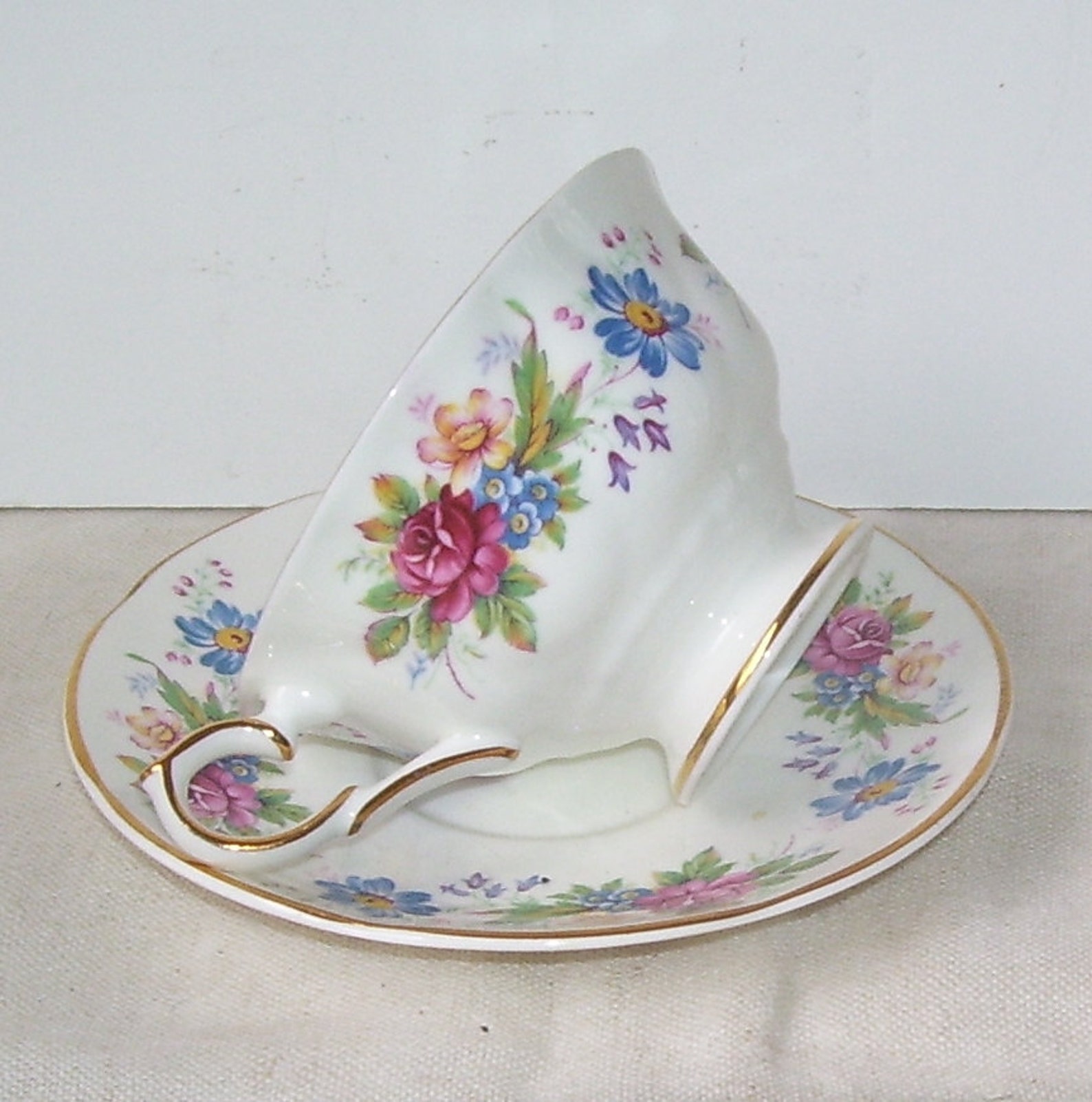Springfield Bone China Floral Teacup and Saucer Made in - Etsy