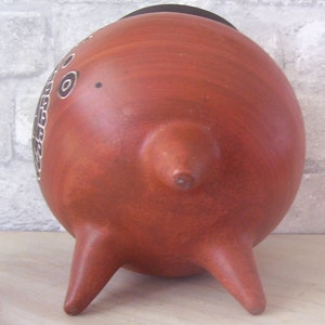 Fine Art Mexican Clay Footed Aztec Pot/ Terra Cota Brown Vase/ 6 3/4 ...