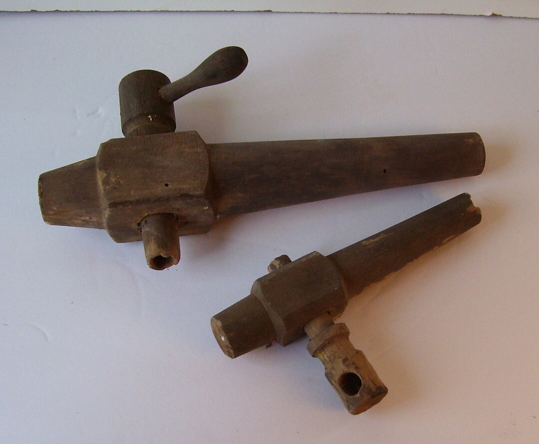 2 Antique Wooden Beer Tap Spigots - Wood Spigots - Home Bar ...