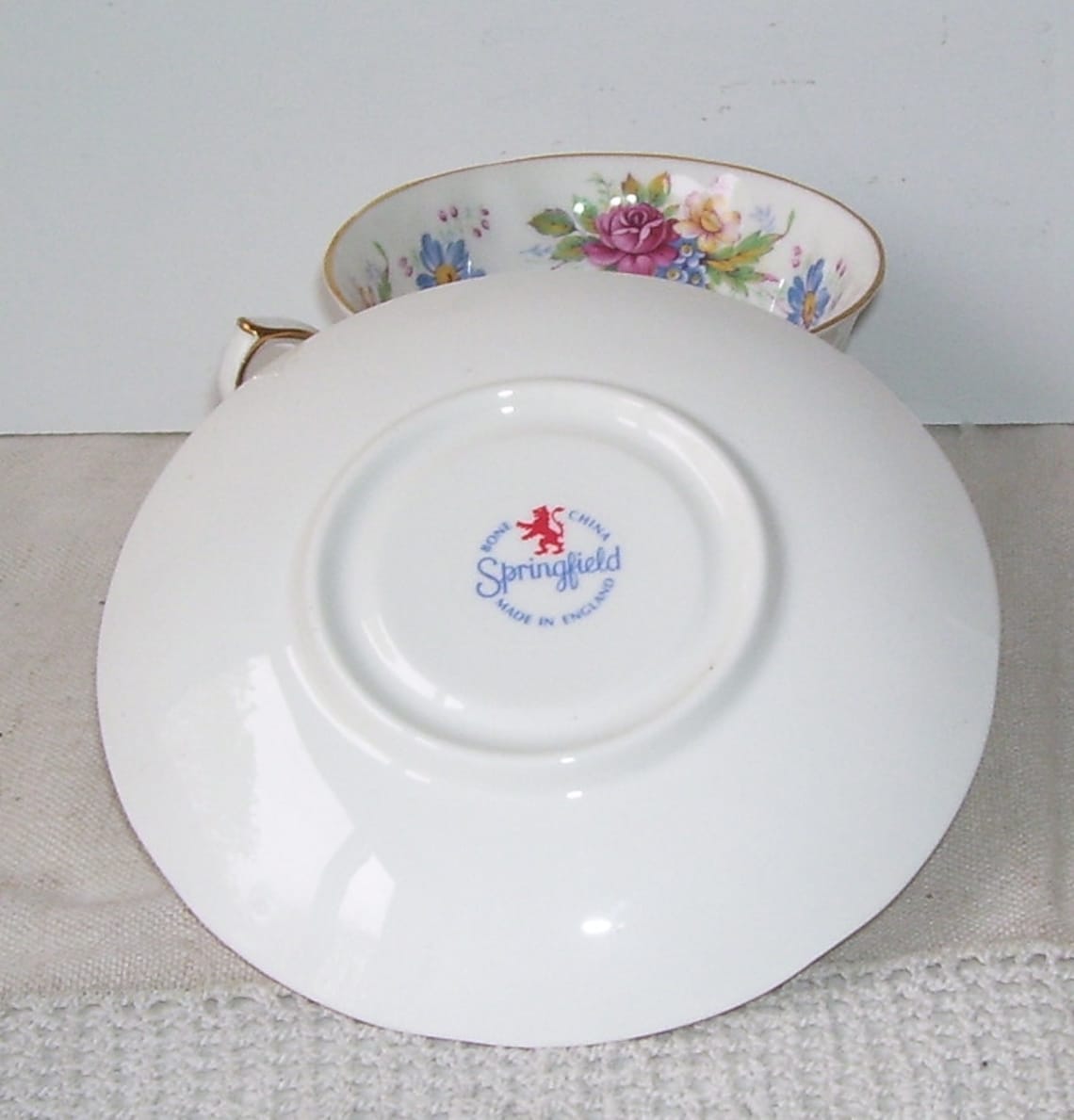 Springfield Bone China Floral Teacup and Saucer Made in - Etsy