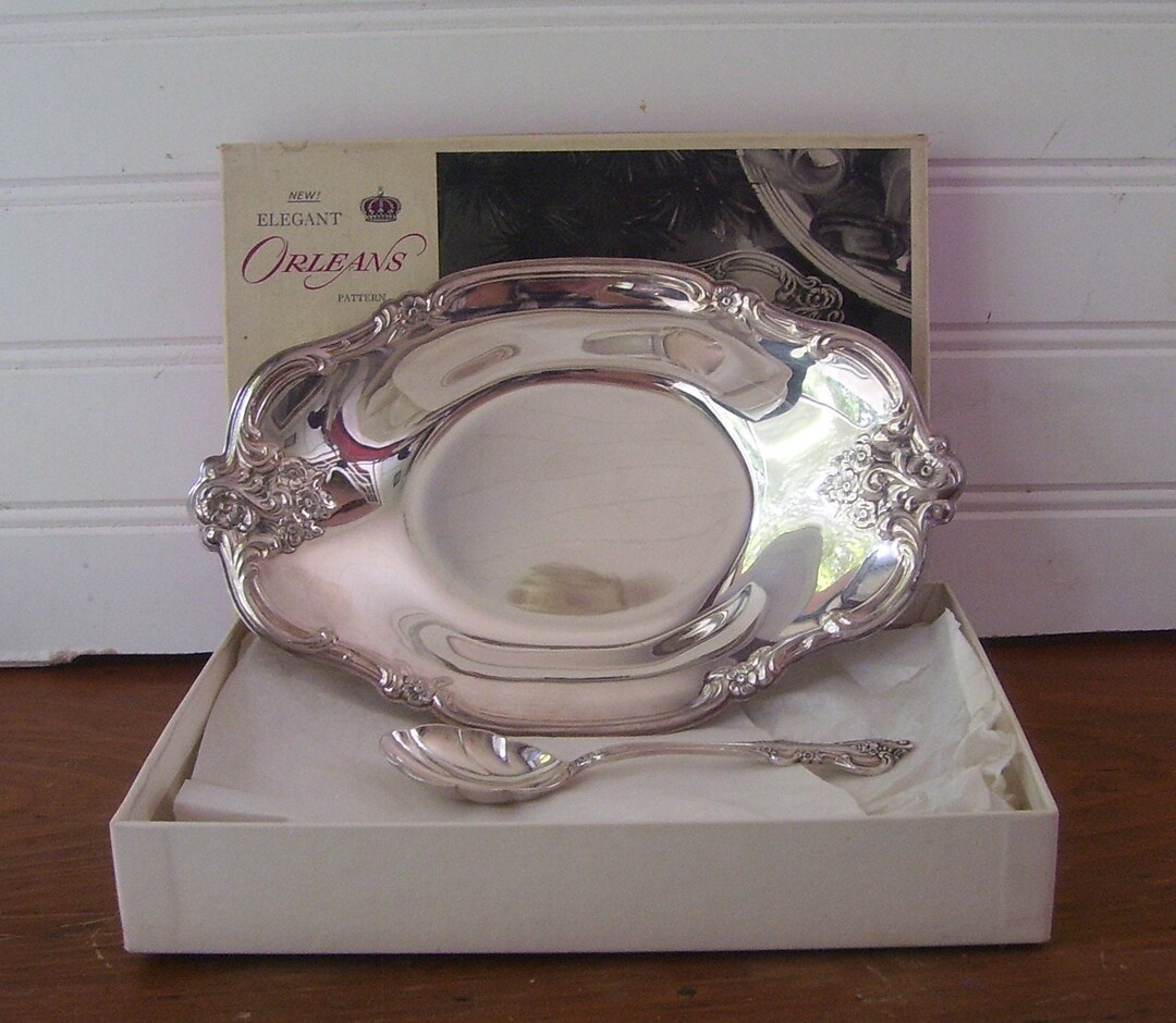 International Deep Silver Spoon and Dish - Two Piece Serving Set ...