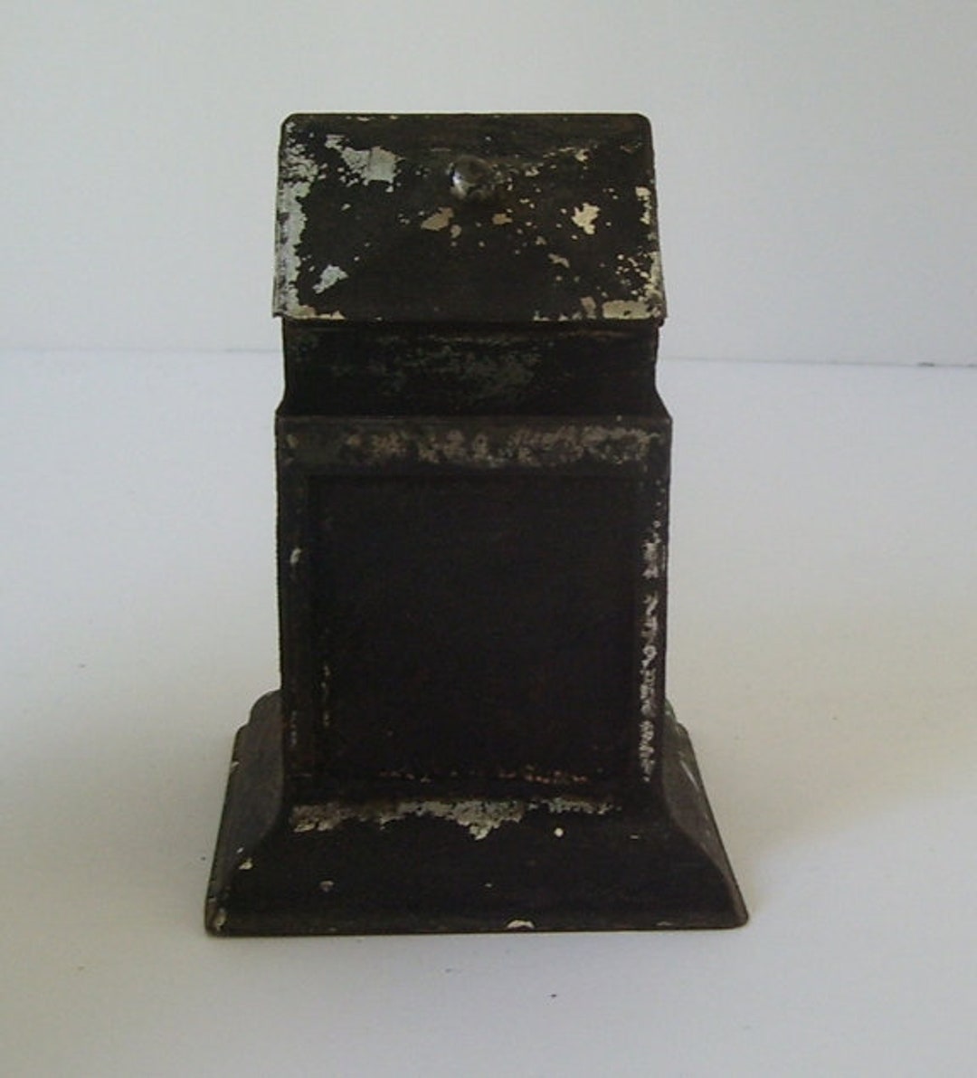 Antique Metal Match Safe, Vintage Match Stick Holder, Rustic Kitchen ...