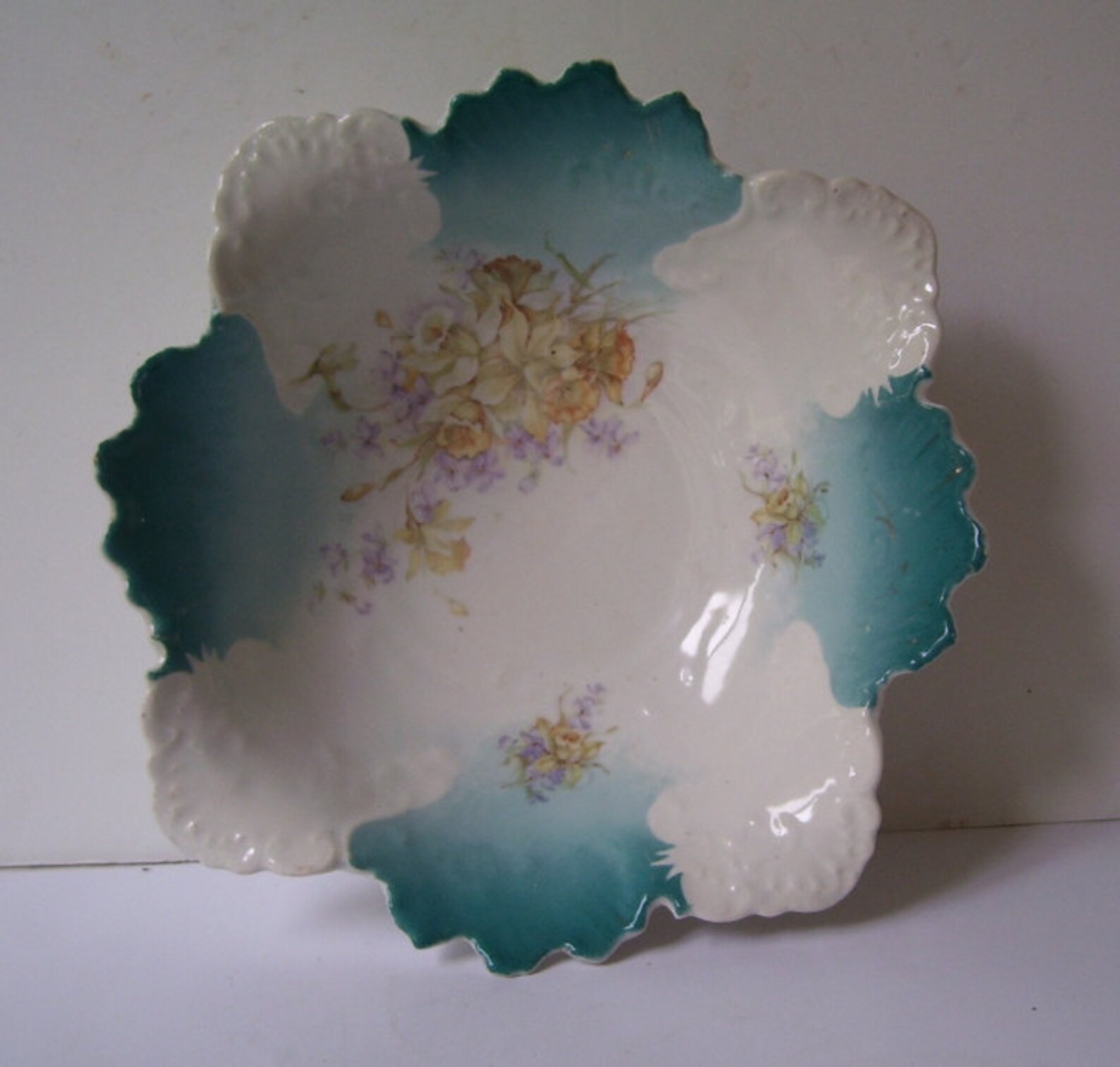 Scalloped Edge Blue and White Porcelain Serving Dish R.S. - Etsy