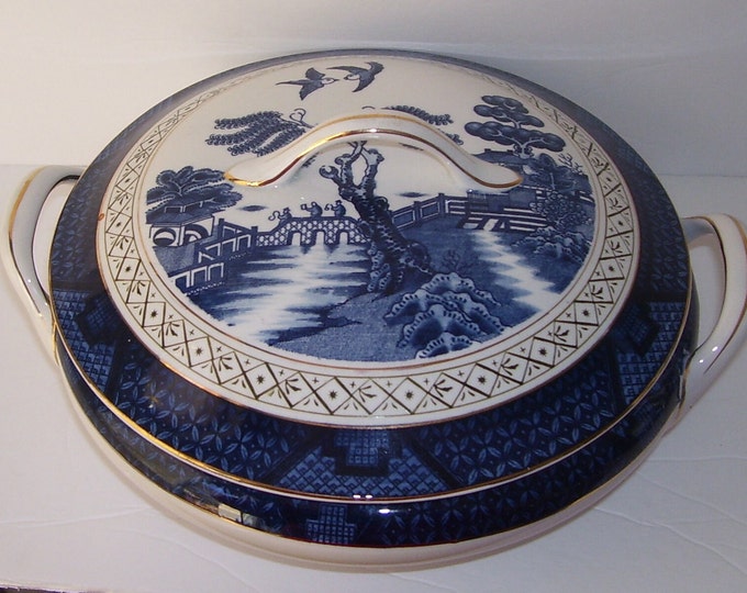 Nikko Double Phoenix Blue Willow Ironstone Covered Casserole With Lid ...