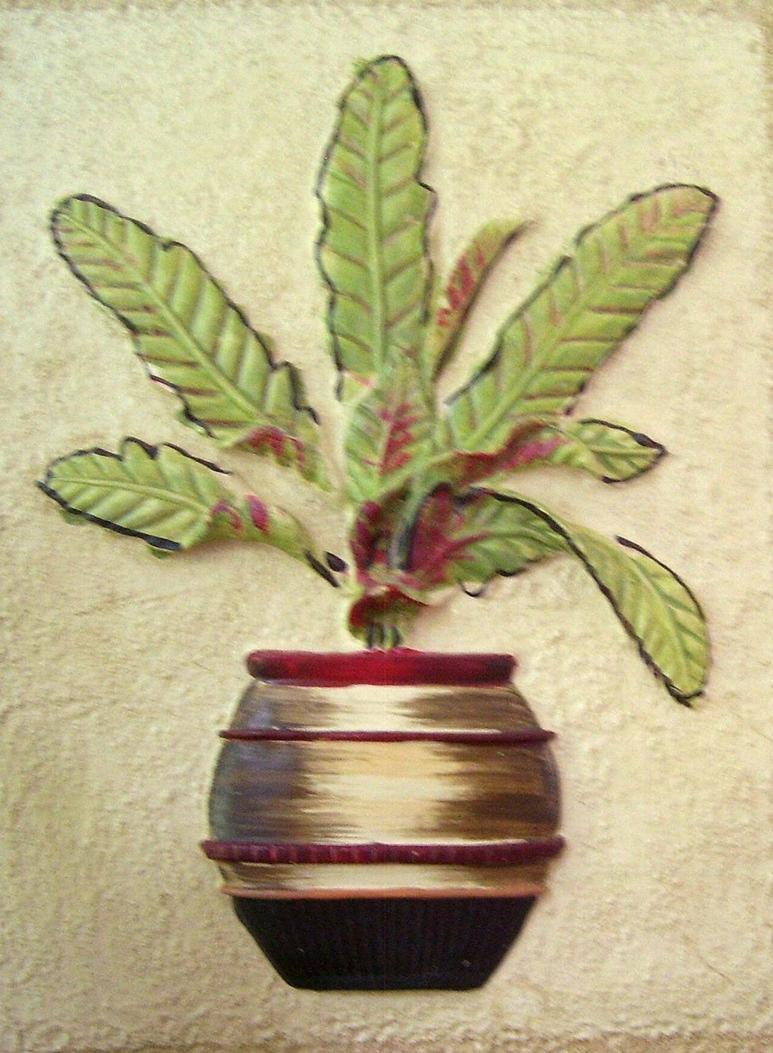 Vintage Ceramic Vase Plaque – Embossed Palm Leaves, Southern Decor - Etsy