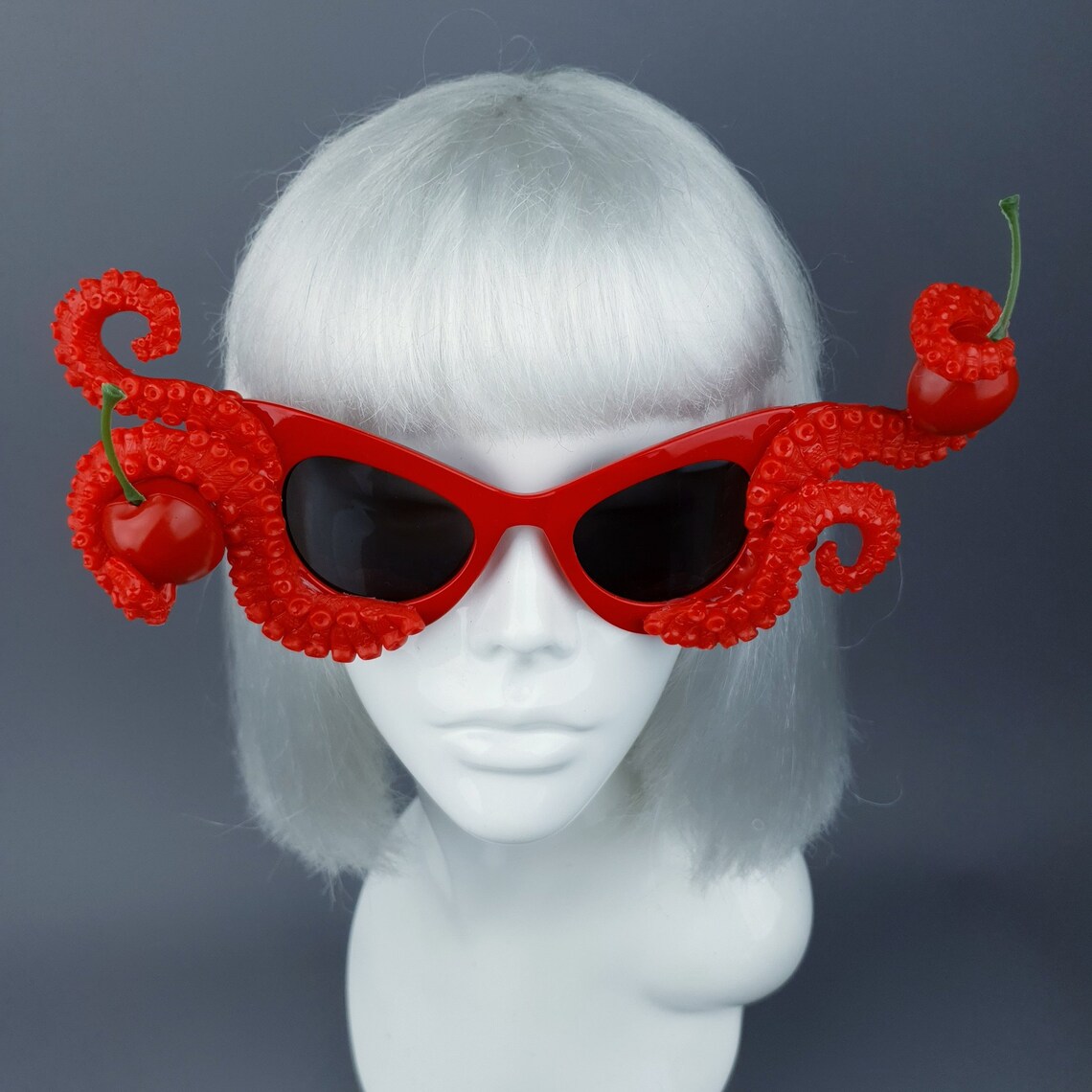 Ursula Red Octopus Kraken Tentacle & Cherry Sunglasses OTT | Etsy