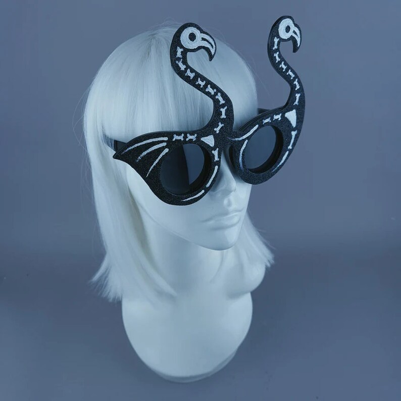 Black Glitter Skeleton Flamingo Sunglasses Burning Man - Etsy
