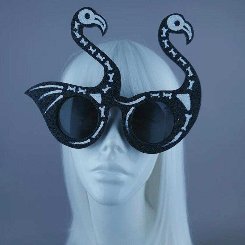 Black Glitter Skeleton Flamingo Sunglasses Burning Man - Etsy