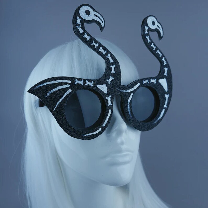 Black Glitter Skeleton Flamingo Sunglasses Burning Man - Etsy