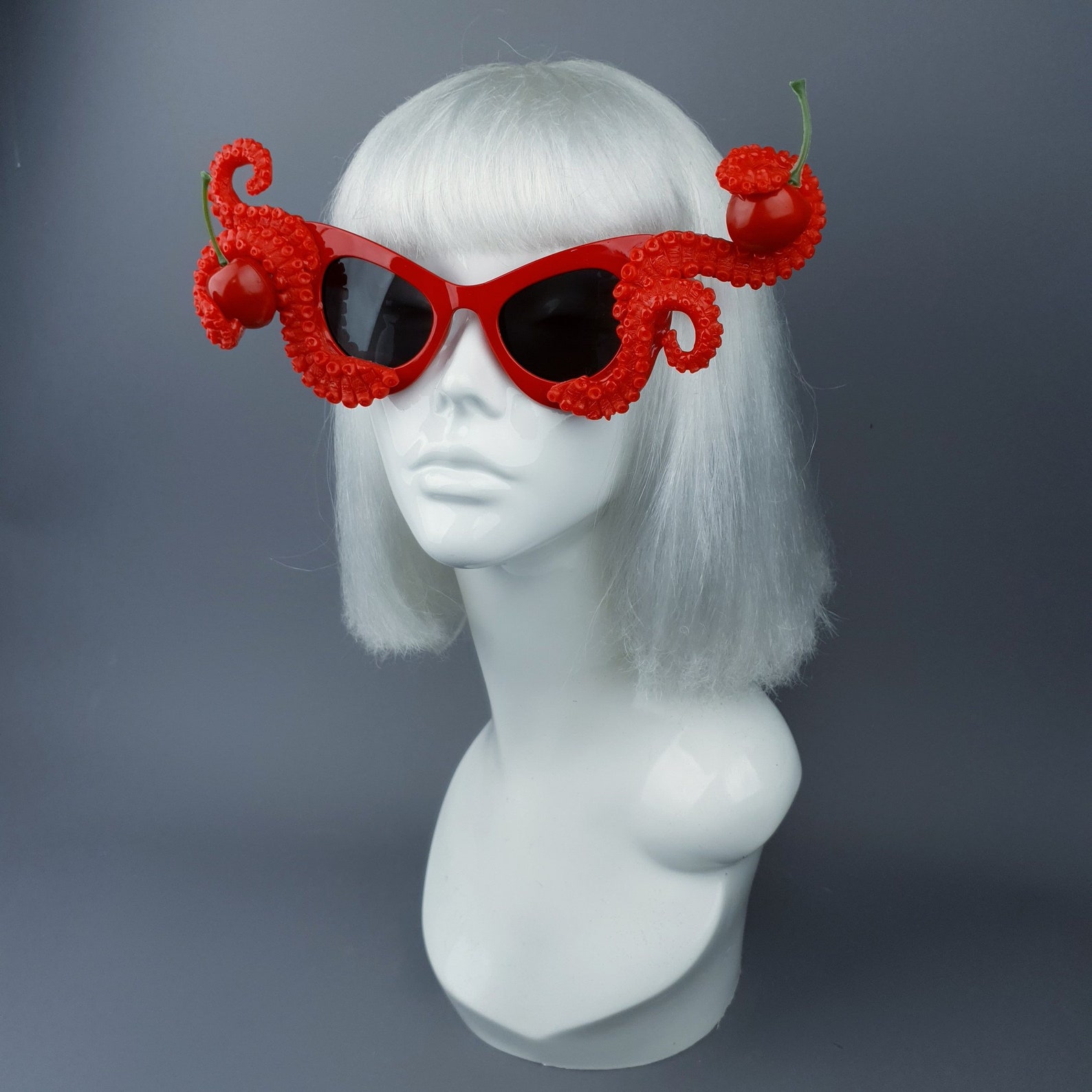 Ursula Red Octopus Kraken Tentacle & Cherry Sunglasses OTT - Etsy